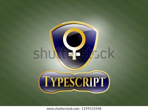 Golden Emblem Female Icon Typescript Text Stock Vector Royalty Free