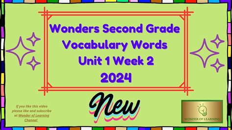 Wonders 2nd Grade ~vocabulary Words ~unit 1 Week 2 ~2024 Version Youtube