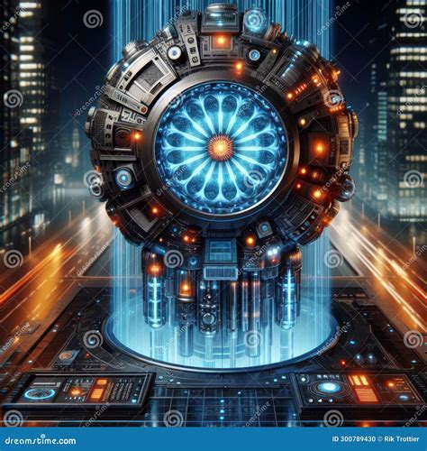 Nuclear Fusion Reactor Concept Futuristic Power Plant Technology Royalty Free Stock Image