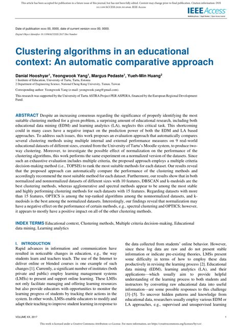 Pdf Clustering Algorithms In An Educational Context An Automatic