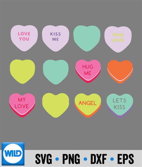 Valentine Svg Colorful Candy Heart Shape Valentines Day Svg Wildsvg