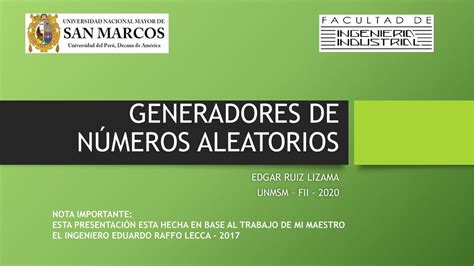 Generadores De Números Aleatorios Bruno Fernando Torres Chullo Udocz