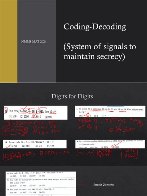 Nmms Mat 2024 Coding Decoding Guide Pdf Teaching Methods