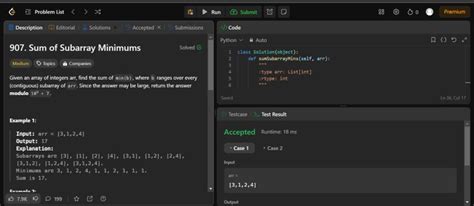 Resolved Sum Of Subarray Minimums Problem From Leetcode Sridhar Rallabandi Posted On The Topic
