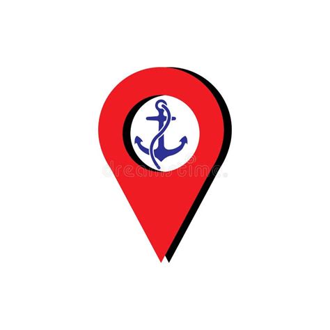 Map Pointer With Symbol Anchor And Sea Port Icon Digital Purple For Any Design Isolated On White