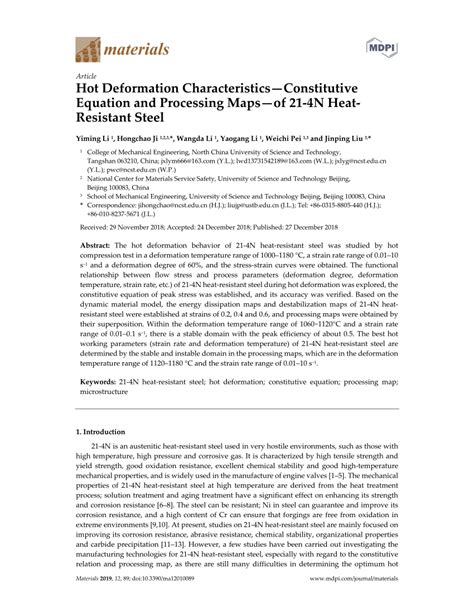 Pdf Hot Deformation Characteristics—constitutive Equation And Processing Maps—of 21 4n Heat