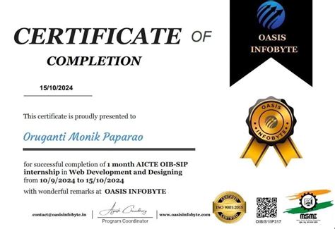 Oruganti Monik Paparao On Linkedin Webdevelopment Internship Oasisinfobyte Webdesign
