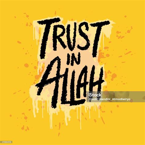 하나님을 신뢰하라 손으로 그린 글자 이슬람 인용문 벡터 일러스트 레이 션입니다 개념에 대한 스톡 벡터 아트 및 기타 이미지 개념 개념과 주제 기도하기 Istock