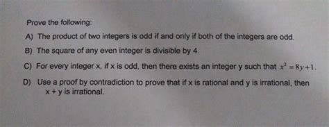 Solved Prove The Following A The Product Of Two Integers Is Chegg Com
