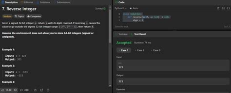 Shahzaib Irfan On Linkedin Excited To Share My Solution To Leetcode Problem 7 Reverse Integer 🤓