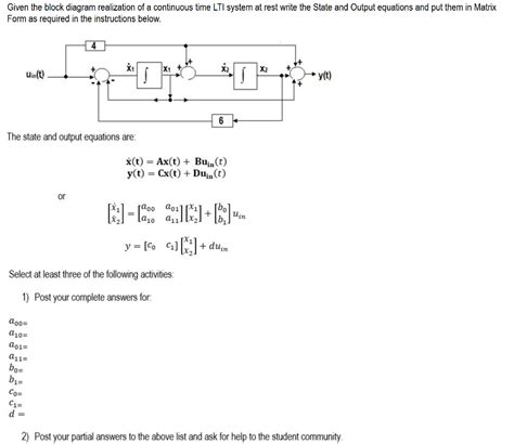 Solved Given The Block Diagram Realization Of A Continuous