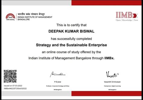 Deepak Kumar Biswal On Linkedin Successfully Completed The Iimbx Certification Course On