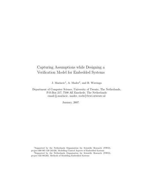 Pdf Capturing Assumptions While Designing A Verification Model For