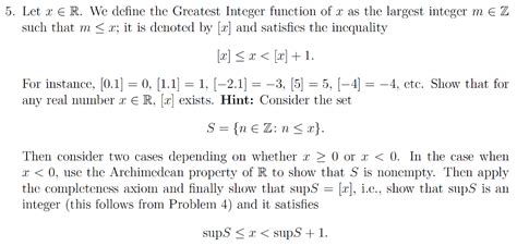 Solved Let X R We Define The Greatest Integer Function Of