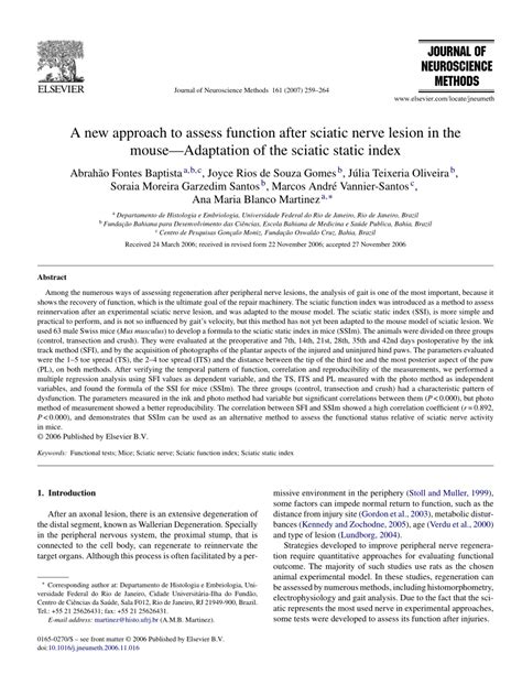 pdf a new approach to assess function after sciatic nerve lesion in