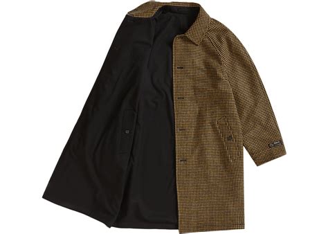 Supreme Reversible Houndstooth Overcoat Black Mens Fw23 Us