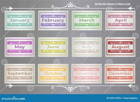 Months Names Line Cursive Calligraphy Set Calendar Continuous Handwritten Calligraphic Script