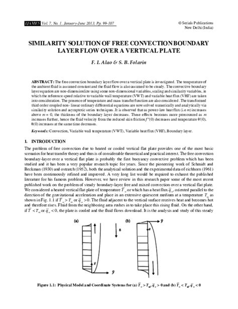 Pdf Similarity Solution Of Free Convection Boundary Layer Flow Over A Vertical Plate