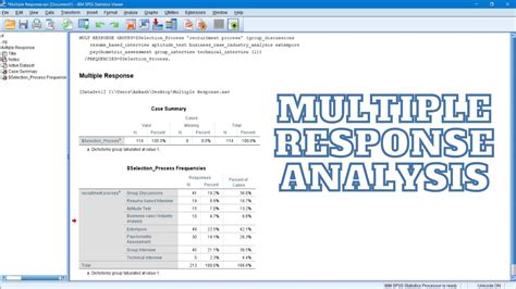 Multiple Response Analysis In Spss Youtube