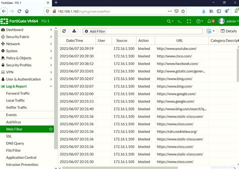My Cybersecurity Journal FortiGate Web Filtering Static