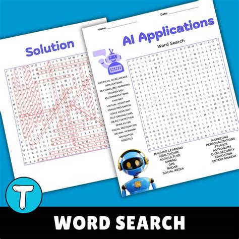 Artificial Intelligence Applications Ai Word Search Puzzle Worksheet