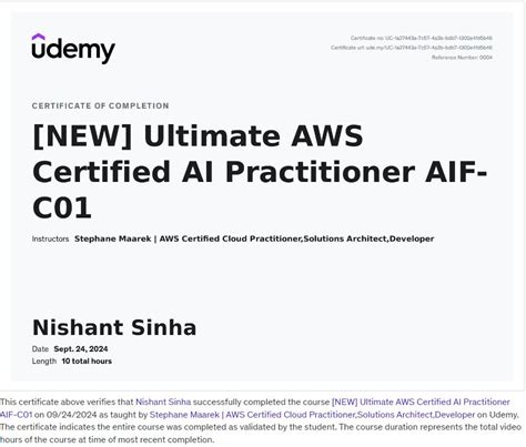 Nishant K Sinha Pmp® On Linkedin Successfully Completed The Course Aws Ai On 09242024 As Taught