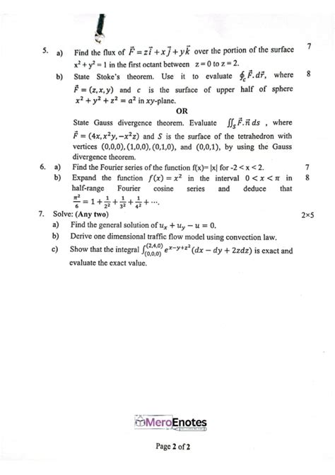 Pu Be Computer Calculus Ii Question Paper 3rd Sem Mero Enotes