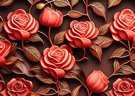 3d 장미 패턴 단색 배경 Ai 삽화 3d 장미 인공 지능 작품 3d 장미 모델 장미 배경 일러스트 및 사진 무료 다운로드 Pngtree