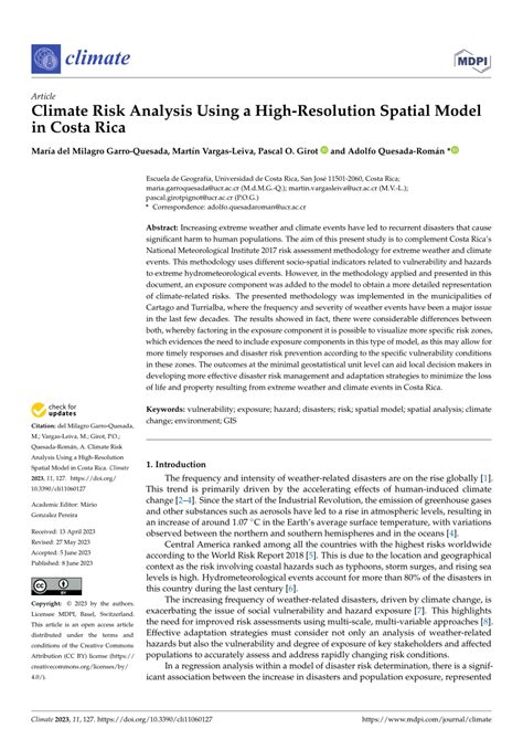 Pdf Climate Risk Analysis Using A High Resolution Spatial Model In Costa Rica