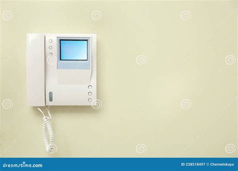 Modern Intercom System With Handset On Light Wall Space For Text Stock Image Image Of Panel