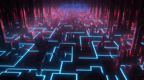 놀라운 3d 애니메이션 파란색과 빨간색 선이 있는 매혹적인 빛으로 가득한 미로를 탐색하세요 가득 배경 놀라 배경 빨간색 배경 이미지 Hd 가득 놀라 빨간색 배경