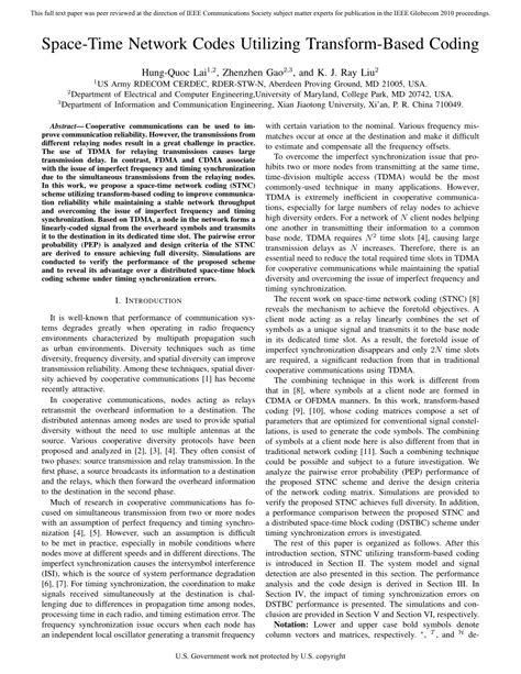 Pdf Space Time Network Codes Utilizing Transform Based Coding