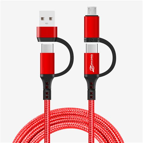 5′ Red Braided 4n1 Android Cable Refill Bag Of 21 Zipkord