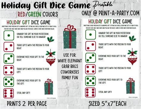 DICE GAME Holiday Dice Game Christmas Dice Game Pass The Presents