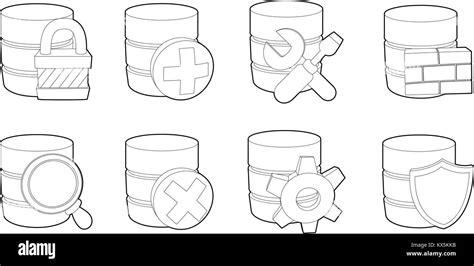 Server Icon Set Outline Style Stock Vector Image Art Alamy