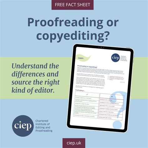 Download This Free Ciep Fact Sheet Proofreading Or Copyediting Understand The Differences And