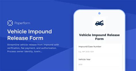 Vehicle Impound Release Form Template Paperform