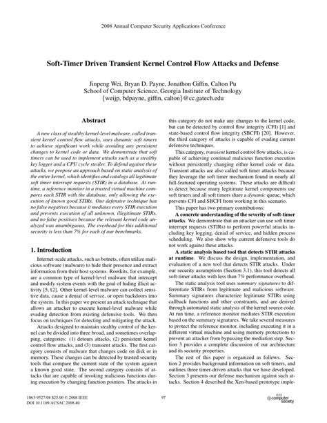 Pdf Soft Timer Driven Transient Kernel Control Flow Attacks And Defense