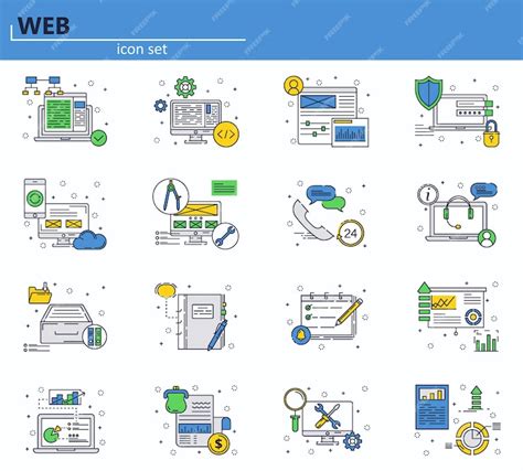 Premium Vector Vector Set Of Web Development And Office Icons In Thin Line Style Website Ui