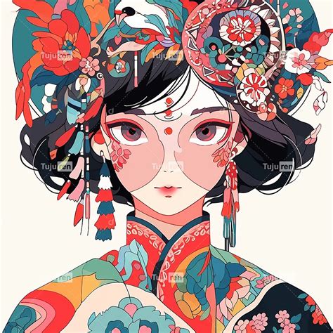 花纹混搭少数民族女孩海报素材模板下载 图巨人