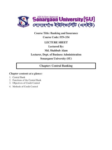 Lecture 2 Central Banking Pdf