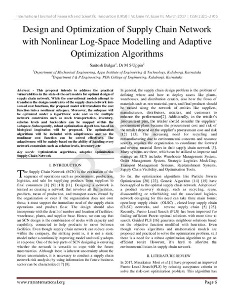 Pdf Design And Optimization Of Supply Chain Network With Nonlinear Log Space Modelling And