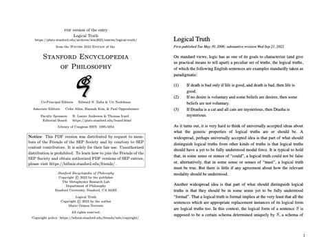 Friends Of The Sep Society Preview Of Logical Truth Pdf