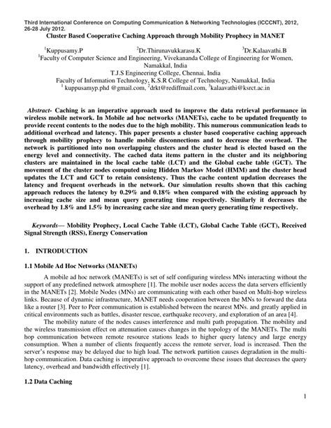 Pdf Cluster Based Cooperative Caching Approach Through Mobility