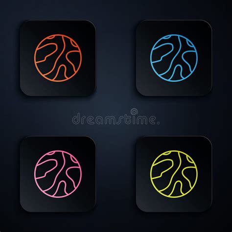 Color Neon Line Falling Stars Icon Isolated On Black Background