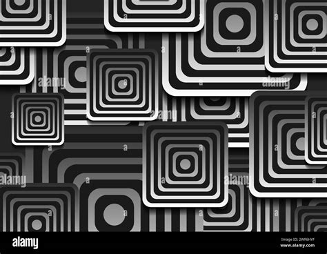 Black White Squares Abstract Tech Minimal Background Vector Design