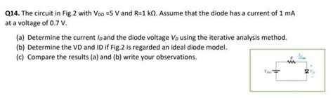 Solved Q The circuit in Fig with VDD V and R kΩ Chegg com