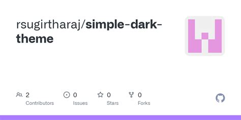 GitHub Rsugirtharaj Simple Dark Theme