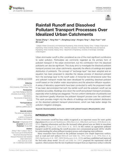 Pdf Rainfall Runoff And Dissolved Pollutant Transport Processes Over