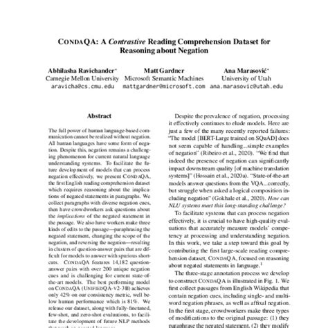 Condaqa A Contrastive Reading Comprehension Dataset For Reasoning